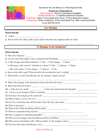Fresh Ink: "A Stranger at the Bochinche" No-Prep Workbook (by Older ...