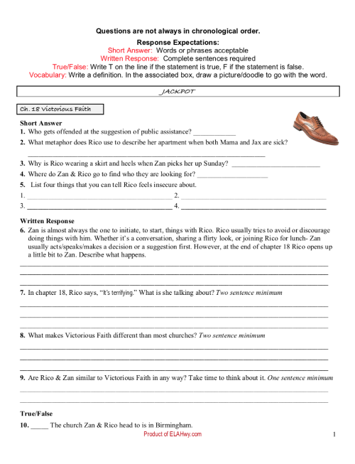 Jackpot by Nic Stone: Ch 18-19 Mini-Workbooks – ELA Hwy