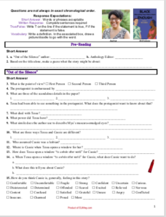 Black Enough:"Out of the Silence" No-Prep Workbook (by Magoon) – ELA Hwy