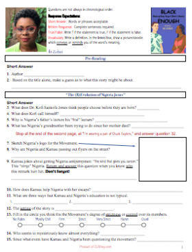 Black Enough: "(R)Evolution of Nigeria Jones" No-Prep Workbook – ELA Hwy
