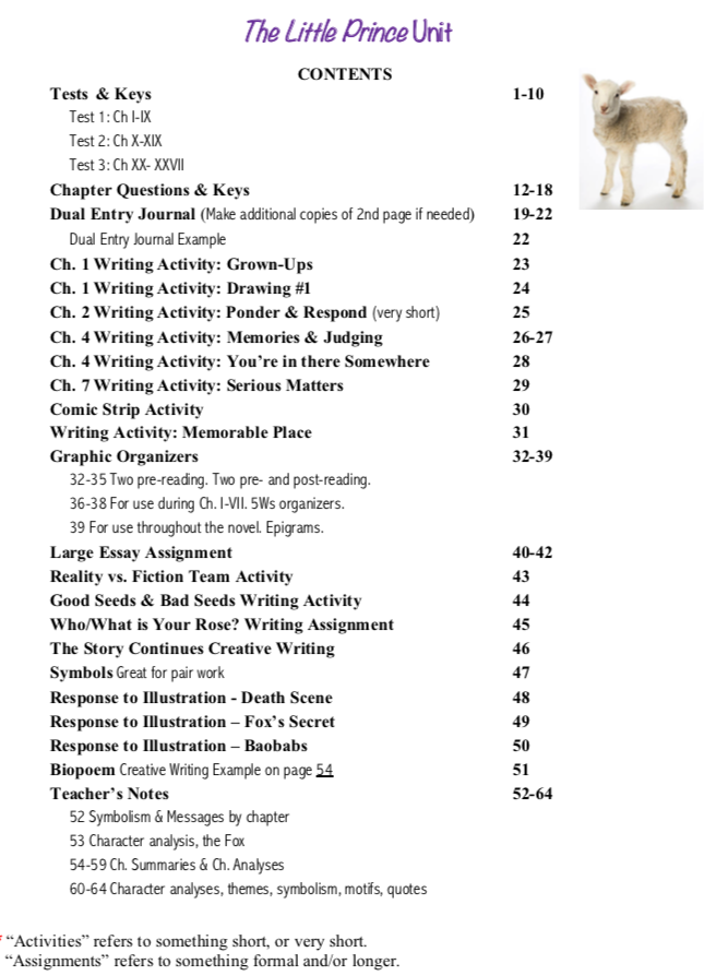 The Little Prince: XL Creative Unit (65 pgs.) – ELA Hwy