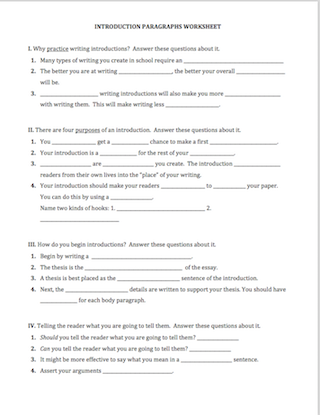 Introduction Paragraphs: PowerPoint Presentation Worksheet/Assessment ...