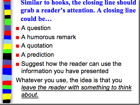 Conclusion Paragraphs: PowerPoint for beginning & struggling writers ...