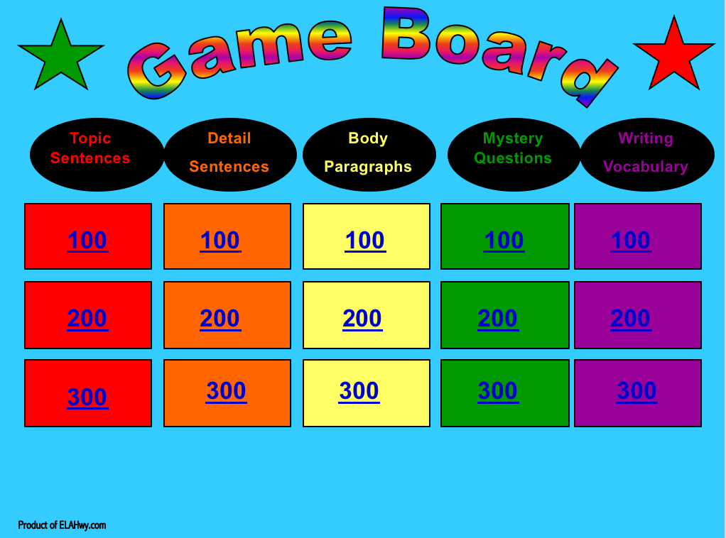 Body Paragraphs Trivia Game: Interactive! Kids love it – ELA Hwy