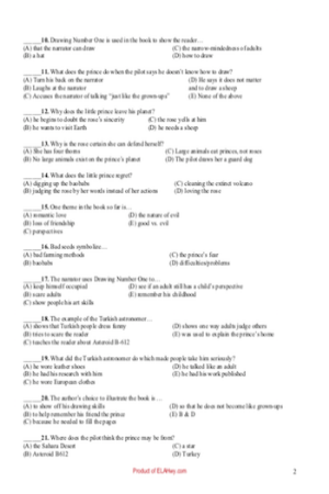 The Little Prince: Test 1, Chapters 1-9 – ELA Hwy