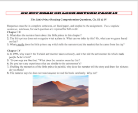 The Little Prince: Ch. 3-4 Questions – ELA Hwy