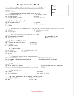 The Night Wanderer: Tests 1-4 Bundled (save $6) – ELA Hwy