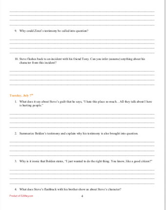 Monster by Walter Dean Myers: Workbook plus Literary Elements & Plot W ...