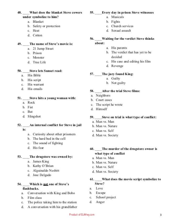 Monster: Novel Test – ELA Hwy
