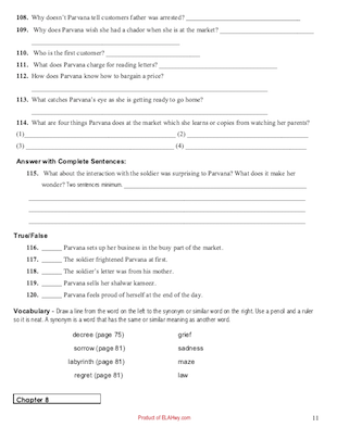 The Breadwinner by Deborah Ellis: Workbook – ELA Hwy