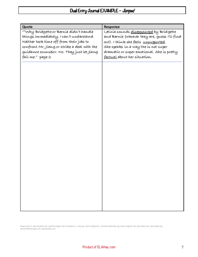 Jumped by Rita Williams-Garcia: Reading Response Journal & Graphic Org ...