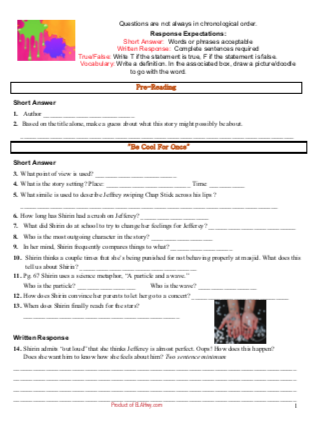 Fresh Ink: "Be Cool for Once" No-Prep Workbook – ELA Hwy