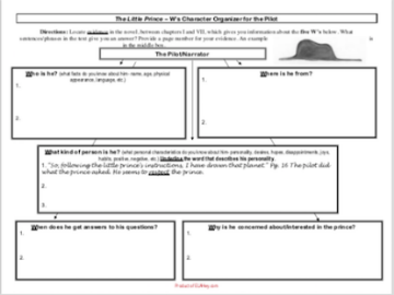 The Little Prince: Character Graphic Organizer for the Pilot/Narrator ...