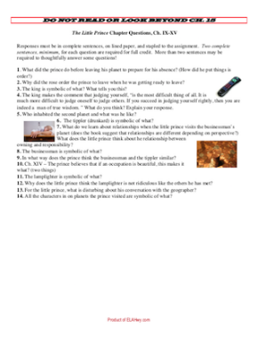The Little Prince: Ch. 9-15 Questions – ELA Hwy
