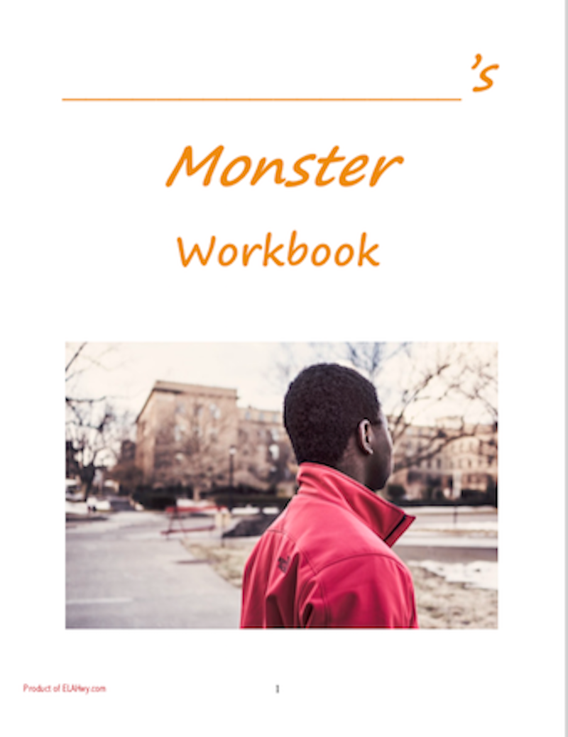 Monster by Walter Dean Myers: Workbook plus Literary Elements & Plot W ...