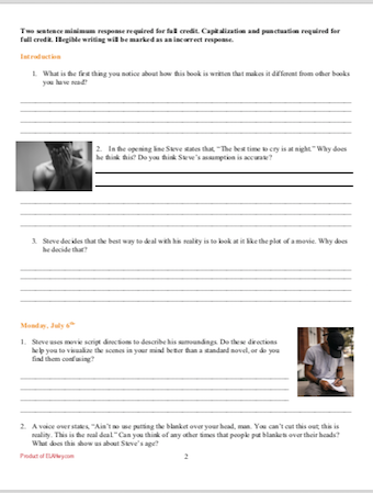 Monster by Walter Dean Myers: Workbook plus Literary Elements & Plot W ...