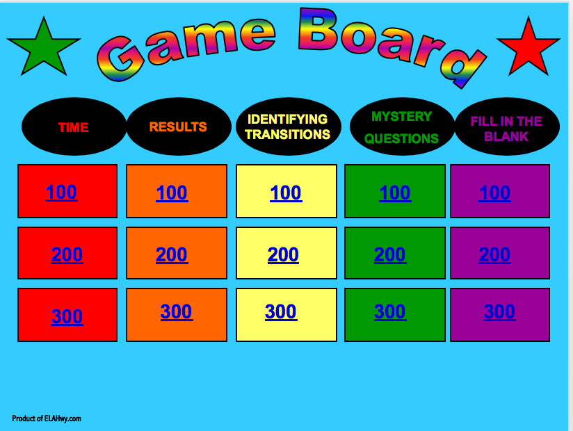 Transitional Words Interactive Game: Kids love it! – ELA Hwy