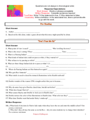 Fresh Ink: "Don't Pass Me By" No-Prep Workbook (by Gansworth) – ELA Hwy